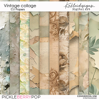 Vintage Collage CU Papers by Kakleidesigns