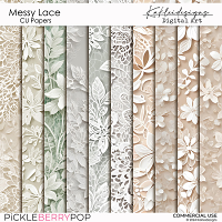 CU Messy Lace Papers by Kakleidesigns